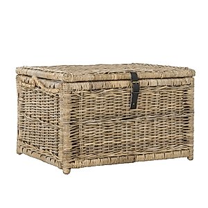 happimess HPM9001C Caden 30" Wicker Storage Trunk, Collapsible for flat storage, Rattan-Kubusoft Gray, Coastal for Office, Dorm Room-LivingRoom, Bedroom, Dining Room, Natural