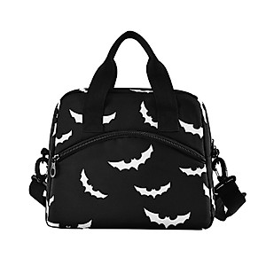 Bats halloween Insulated Lunch Bag Reusable Lunch Tote Bag Cooler Bag for Women Men Adult Lunch Box with Adjustable Shoulder Strap Leakproof Lunch Bag for Work School Picnic Camping