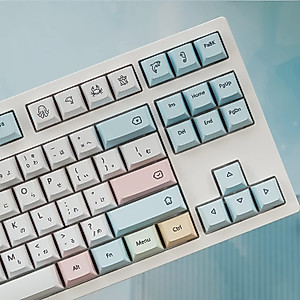 CuXiu Chalk Keycaps 136 Keys PBT Keycap Set for Cherry MX Switches Cherry Profile Japanese Keycaps for Mechanical Keyboard Dye Sub gh60 xd64 xd84 xd96 87 104