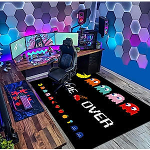 Classic Arcade Games Rug Retro 90s Arcade Theater Style Popular Game Room Area Rug for Living Room Playroom Decor Carpet Modern Fun Game Rug 4'x 5.3'