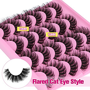 False Eyelashes Natural Lashes Pack 15mm Fluffy Mink Lashes Natural Look Wispy Cat Eye lashes False Lashes 14 Pairs Multipack by Yawamica