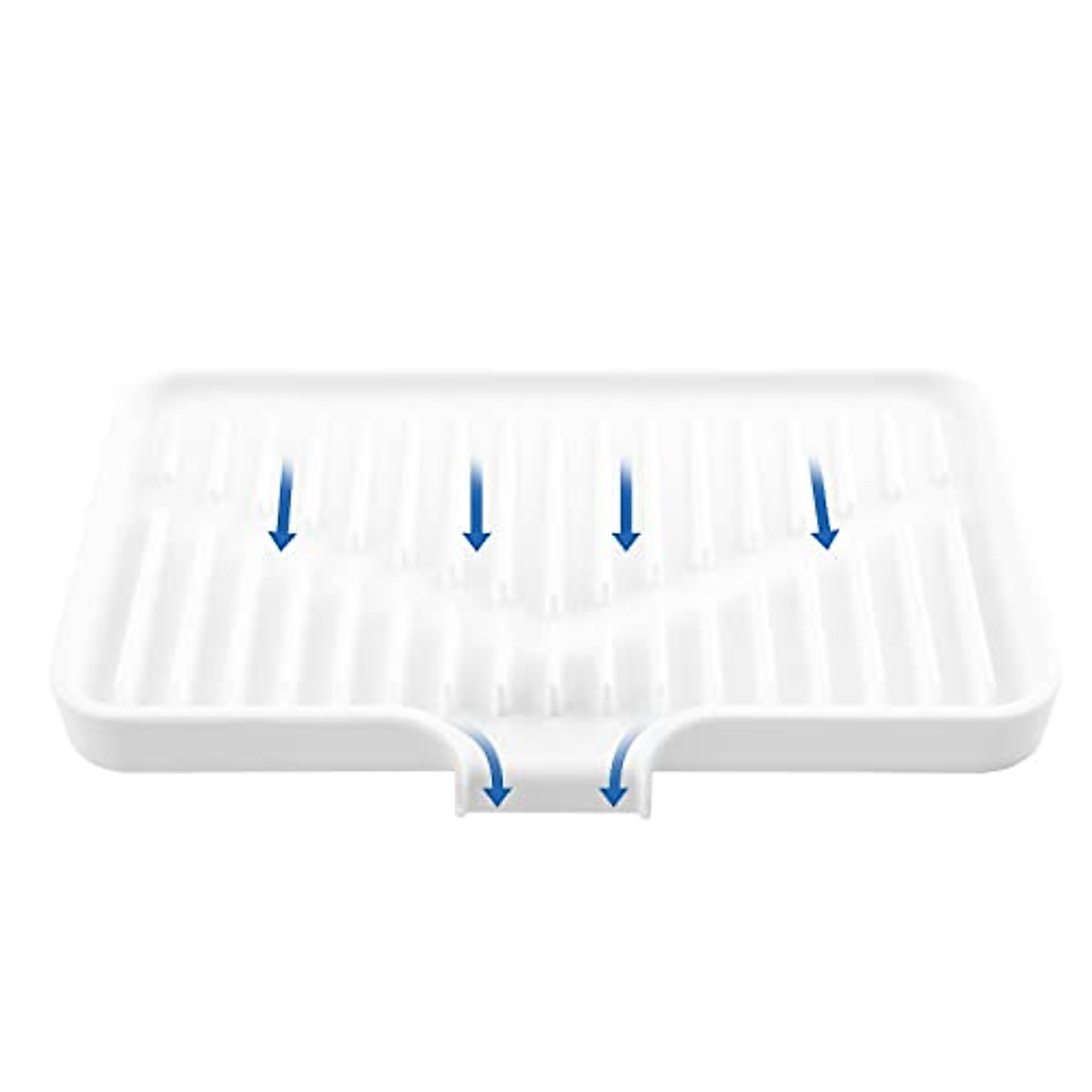 Delimux Silicone Soap Tray for Kitchen Sink Tray 10*5 Inch Sink Sponge Holder with Drain Spout