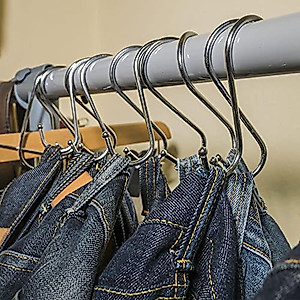 uxcell S Hooks 2.87inches Stainless Steel Hanger for Hanging Kitchenware, Bathroom Supplies, Apparel, Black 4Pack