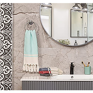 Rumi&Shams Turkish Hand Towel Set of 2 | 100% Cotton Modern Farmhouse Hand Towels | 16 x 32 Inches Boho Towels | Bathroom Hand Towels | Perfect Turkish Kitchen Towels | Bath Hand Towels (Aqua)