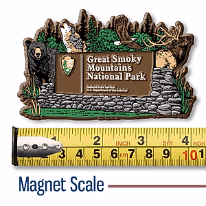 Great Smoky Mountains National Park Entrance Sign Magnet by Classic Magnets, 4.1" x 2.5", Collectible Souvenirs Made in The USA