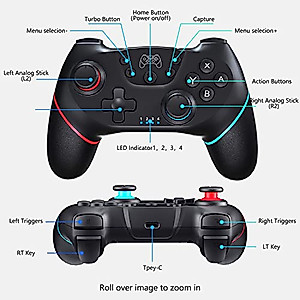 YUYIU 【Upgraded】 Switch Controller Switch Pro Controller-Switch Remote Gamepad Joystick for Nintendo Switch/Switch Lite/Switch OLED，Pro Controller Switch Dual Vibration Turbo with Charging Cable