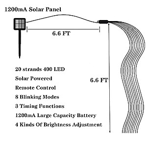 400 LED Solar Firefly Bunch Lights with Remote Control, 8 Flashing Modes Waterproof Fairy String Lights Decorative Vine Solar Watering Can Lights, Outdoor Garden Christmas Decor Lights (Warm White)