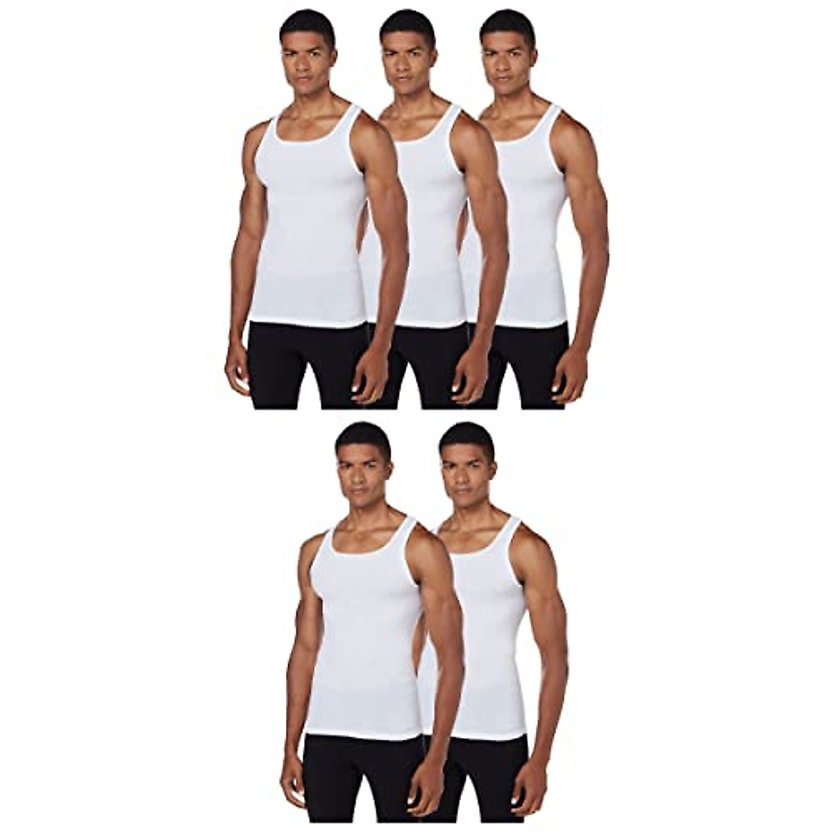 Hanes Men's 5-Pack ComfortBlend Tank with FreshIQ, White, Large