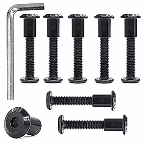 cSeao 10-Pack M6 x 45mm Black Hex Socket Cap Furniture Joint Connecting Bolts Barrel Cap Nuts Kit for Chairs Bed Crib