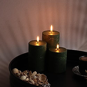 Nu'ada Handmade Pillar Candles Set of 3, Candle for Candle Holders, Long Burning and Dripless Pillar Candle for Wedding & Home & Restaurant, Spa, Bathroom, Bedroom Christmass Decoration Candles