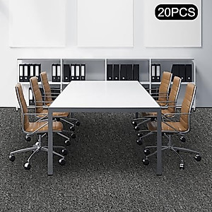 LOHISHILO 20Pcs Square Carpets, 20"x20" Peel and Stick Carpet Tile Tile Outdoor Use, Commercial Carpet, Repeated Use Floor Tile Washable Mats for Living Rooms, Bedrooms, Dining Rooms(Dark Grey)