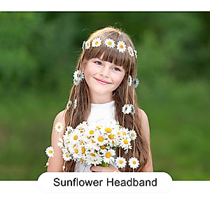 AWAYTR Sunflower Headband Women Hippie Headwear Bohomia Feather Rope Crown Headdres for girls (Sunflower)