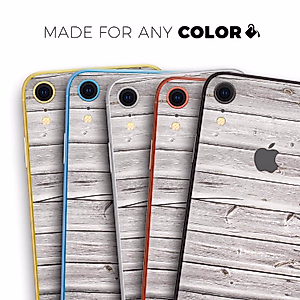 Aged White Wood Planks - DesignSkinz Protective Vinyl Decal Wrap Skin Cover Compatible with The Apple iPhone XR (Full-Body, Screen Trim & Back Glass Skin)
