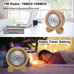 WOKALON Portable CD Player with Headphones, Desktop Bluetooth CD Players for Home with LCD Screen Display Built in HiFi Speakers Support Timed Music ON/Off CD Bluetooth FM USB SD