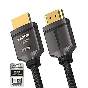 8K HDMI Cable 48Gbps 6.5FT, TESMAX Certified Ultra High Speed 8K60Hz 4K120Hz, HDCP 2.2 2.3 Dynamic HDR HDR10 eARC,Compatible with Dolby Vision Apple TV 4K/Samsung/LG/Sony/Ruko/PS5/Xbox/RTX3080/Blu-ray