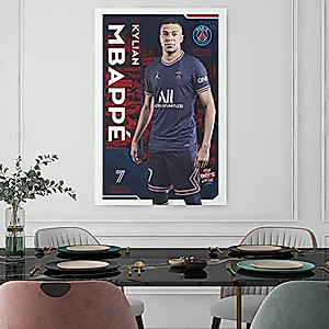 Kroity Paris Saint-Germain Football Stars Kylian Mbappe Poster Canvas Wall Art Room Decor (Unframed) 12in×18in (Mbappe), White