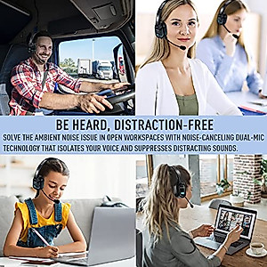 VELKPRO Wireless Headset with Microphone - Noise Canceling Headphones with Mic - On-Ear Earphones with USB Dongle for Office Work, Video Calling, Call Center - 32H Talk Time, Clear Audio Transmission