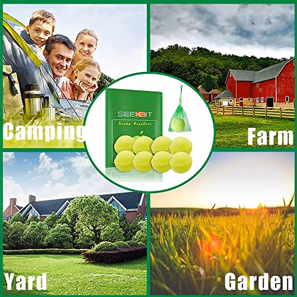 8 Pack Snake Repellent for Outdoors Pet Safe, Green Snake Repellent for Yard Powerful for Repelling Snakes and Other Pests, Snake Away Repellent for Outdoors Indoors Lawn Garden Camping Fishing