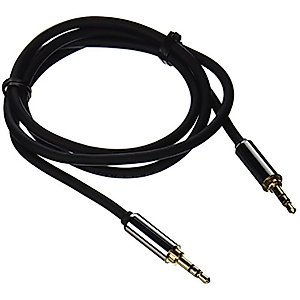 Monoprice Audio Cable - 3 Feet - Black | 3.5mm Stereo Male to 3.5mm Stereo Male Gold Plated Cable for Mobile