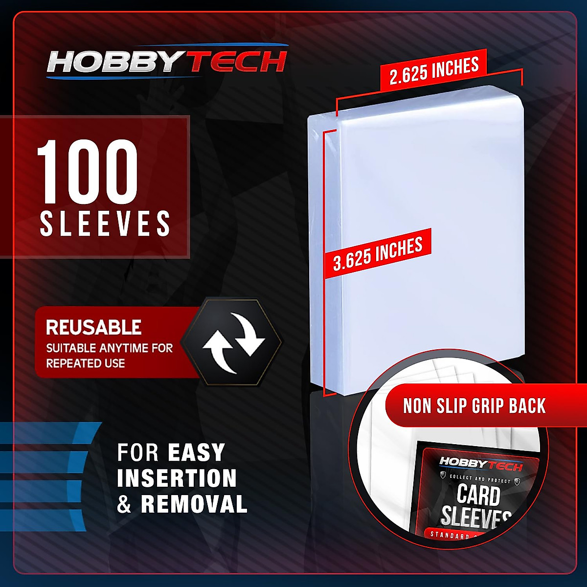 100 Pcs Standard Size Card Sleeves - Premium Penny Sleeves for Sports Cards, TCG, MTG - Protect Your Collectibles with HOBBYTECH (1 Pack)