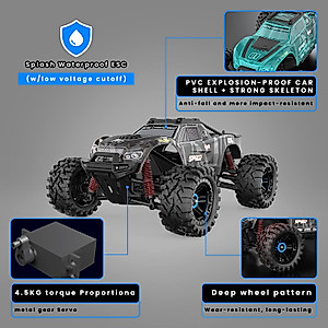 FUUY RC Cars for Adults 1:10 Large Remote Control Car 45KPH High-Speed RC Truck with 2 Batteries All Terrain Waterproof Off Road Fast RC Car with 550 Power Motor Toys Gift for Youth