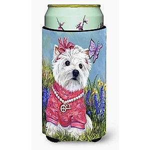 Caroline's Treasures PPP3132TBC Westie Springtime Tall Boy Hugger Can Cooler Sleeve Hugger Machine Washable Drink Sleeve Hugger Collapsible Insulator Beverage Insulated Holder