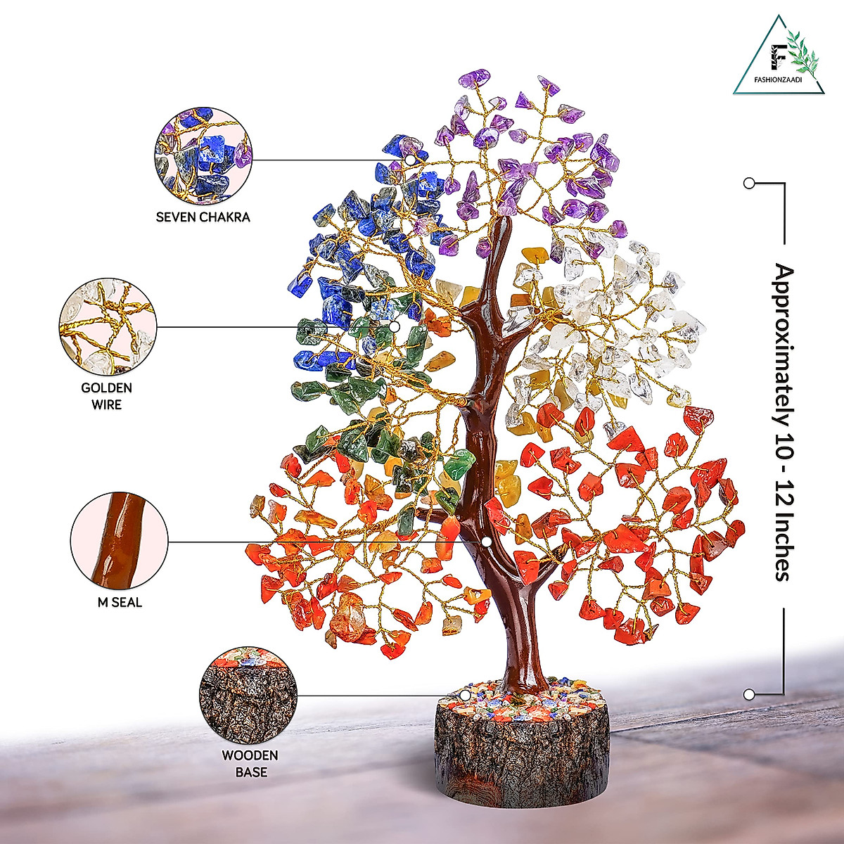 7 Chakra Tree Of Life, Gemstone Tree, Bonsai Tree Sculpture, Spiritual Trees - 7 Chakra Stones, Crystal Room Decor, Seven Chakra Tree, Tree Of Life Decor, Feng Shui Tree, Good Luck Gifts, Crystal Tree
