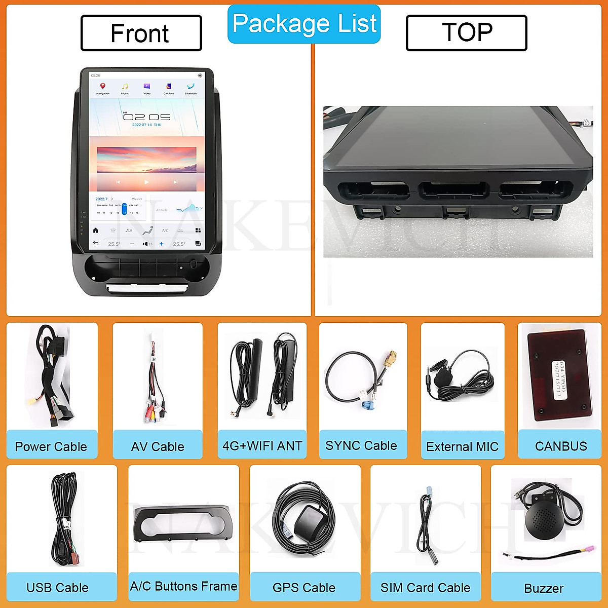 NAKEVICH 14.4 Inch Qualcomm Android 11 Car Radio for Ford Expedition 2018 2019 2020 2021 Stereo Replacement Tesla Style Dash IPS Touch Screen Android Auto GPS Navigation Head Unit Multimedia Player