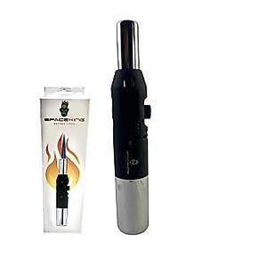 Space King Straight Shooter - Smooth Metallic - Adjustable Flame - Child-lock - Perfect for Camping, Kitchen, Backyard, Travel, Beach, BBQ, Mountain, Outdoors, Travel, Garage, and more. (Black)