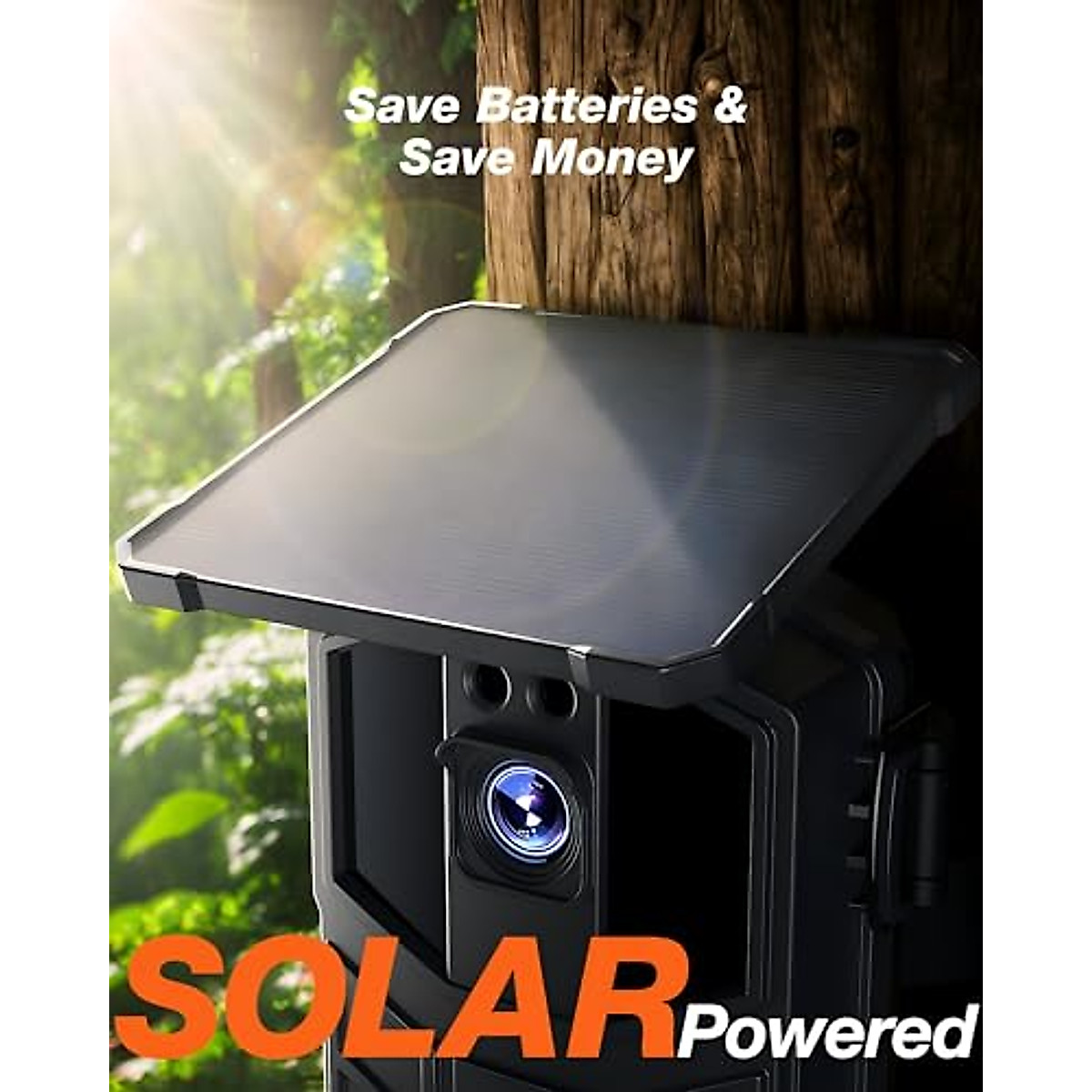 iZEEKER Trail Camera Solar, 4K 48MP Game Cameras with Night Vision Motion Activated IP66 Waterproof, 0.1s Trigger Time, High Capacity Built-in Lithium Battery for Wildlife Watching with 32GB SD Card