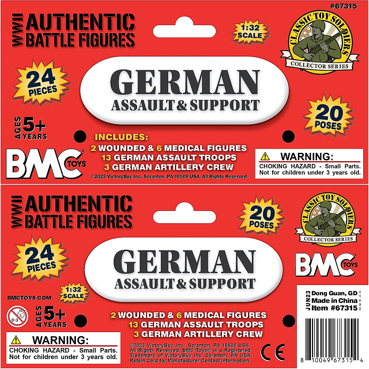 BMC CTS WW2 German Assault & Medics Plastic Army Men - 24pc Gray Soldier Figures