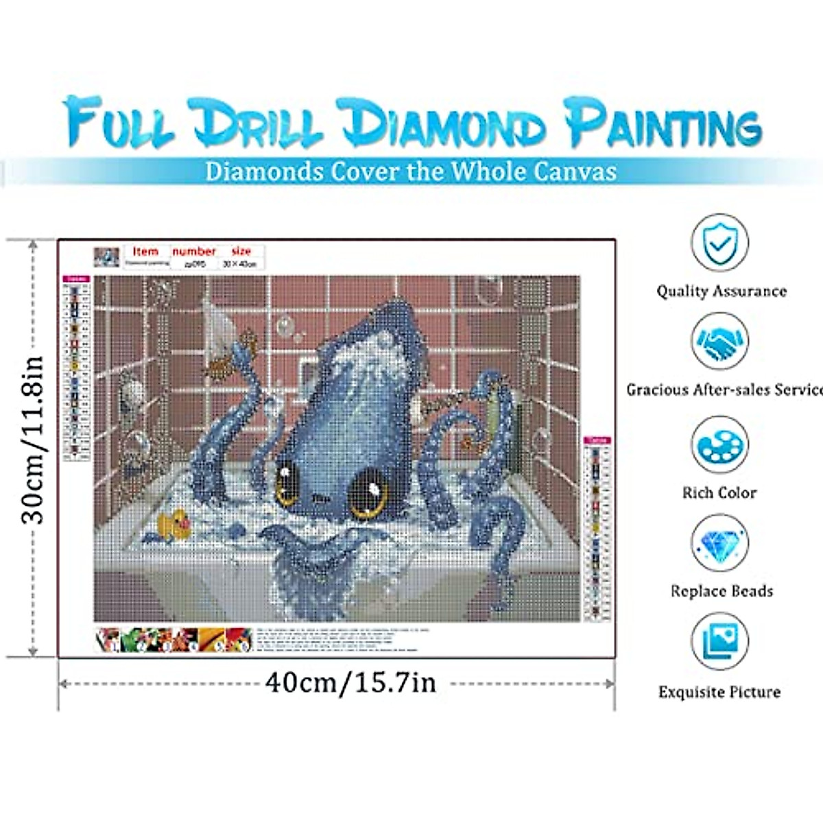 PJOESL Diamond Painting Kits,5D Diamond Art Kits Full Drill Diamond Painting Kits for Adults Kids Beginner,DIY Octopus Bathing Diamond Painting Kits Perfect for Home Wall Decor Gifts 15.7x11.8inch