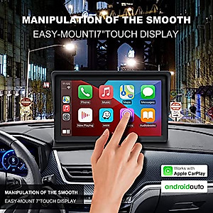 EZoneTronics New GPS Navigation for All Cars, Portable Apple Carplay and Wireless Android Auto Support Dash or Windshield Mounted, Mirror Link/GPS/FM/Siri/Google