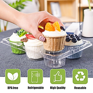 NPLUX 6 Count Cupcake Containers 30 Pack Cupcake Holders Clear Plastic Stackable Cupcake Boxes with Detachable Tall Dome Lids for 180 Cupcakes, BPA Free, Standard Size