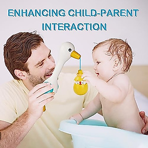 Hiitytin Bath Toy for Toddlers 1-3 Bathtub Toy with Fishing Floating Squirts Toy Water Scoop Swimming Egret Bird and Stacking Cups (6 Pack)