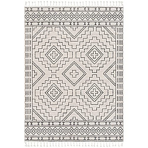 Well Woven Zafir Ivory Tribal Diamond Medallion Area Rug 8x10 (7'10" x 10'6")