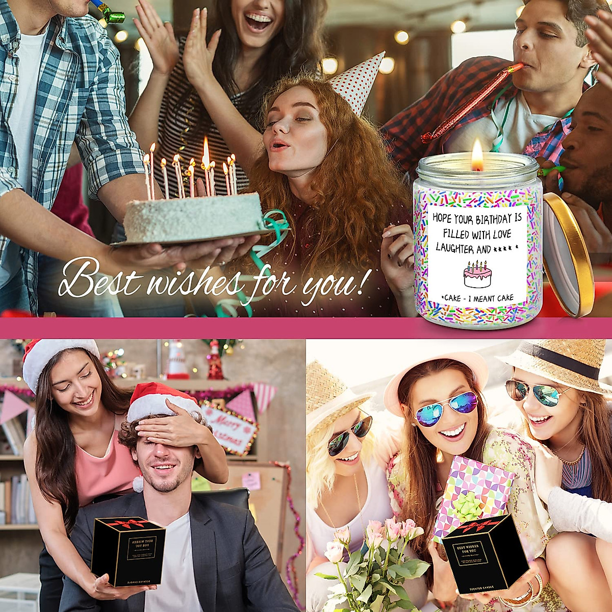 Funny Birthday Gifts for Women Sister Friend Female,Rude Birthday Anniversary Christmas Gag Gift for Women, Unique Sprinkle Candle Gifts