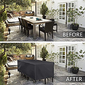 QIAOH Garden Furniture Covers 140x104x36in, Patio Covers for Outdoor Furniture, Garden Table Cover Furniture Sets Waterproof Heavy Duty 420D Oxford Fabric, Outdoor Table Cover
