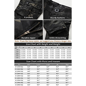 GSGGIG Men's Outdoor Hiking Pants, Tactical Pants Lightweight Casual Work Ripstop Cargo Pants for Men with Pockets No Belt 3355 Black CP CAMO 44