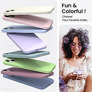 ORNARTO Compatible with iPhone 14 Case 6.1, Slim Liquid Silicone 3 Layers Full Phone Covered Soft Gel Rubber Case Protective Phone Cover 6.1 Inch-Pastel Lilac