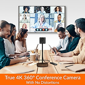 Innex Cube, 360 Degree Wide Angle Conference Camera, multiiple AI Mode, with Dual mics, Adjustable Height for Eye-Level Meeting Experience, 4 Lens Stiching, Flexible ePTZ with Remote, Zoom & Teams