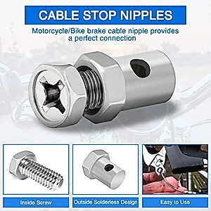 Tongze 15pcs Brake/Throttle Cable Ends: 1/8" Universal Cable Stop Clamp Repair Parts for Go-kart| Bicycle| Motorcycle| Scooter| Motorized Bike| Garden Tractor| Lawn Mower