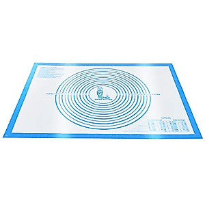 Nonstick Silicone Pastry Mat Extra Large with Measurements 28''By 20'' for Silicone Baking Mat, Counter Mat, Dough Rolling Mat,Fondant/Pie Crust Mat By Folksy Super Kitchen (20×28, Blue)