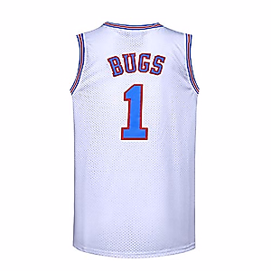 BOROLIN Youth Basketball Jersey #1 Moive Space Jerseys Bugs Shirts for Kids (White, Youth X-Large)