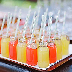 ALINK Biodegradable Light Blue White Paper Straws, Pack of 100 Party Straws for Juice, Cocktail, Smoothies, Birthday, Wedding, Bridal/Baby Shower and Christmas Decorations Supplies