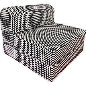 D&D Futon Furniture Black White Zig Zag Sleeper Chair Folding Foam Beds Sized 6 Thick X 32 Wide X 70 Long, Studio Guest Foldable Chair Bed, Foam Sofas, Couches, High Density Foam 1.8 Pounds.