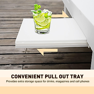 Vilobos White Patio Lounge Chairs Set of 2, Outdoor Chaise Lounge with Tray, Adjustable Backrest, Easy Assembly Waterproof Plastic Pool Chaise Lounge, Lightweight for Poolside, Beach, Patio,Yard