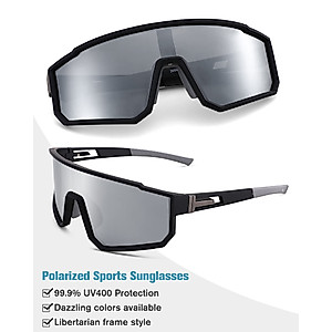 Pro Acme Polarized Sports Sunglasses for Men Women，UV Protection Lens Glasses For Baseball Cycling Running Fishing Sports (Silver Mirror+Green Mirror)