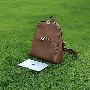 KKXIU Women Backpack Purse Casual daypacks for ladies Synthetic Leather Shoulder Bag (Medium, khaki)