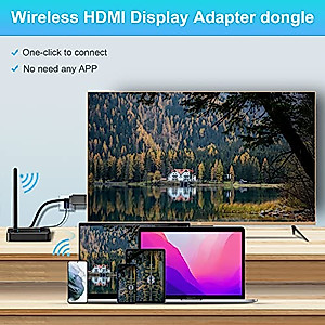 SUNPUPA Wireless HDMI Display Adapter dongle, 4K 60Hz Real-time Transmission, No Setup or APP Required, Compatible with iOS, Android, Windows and MacOS